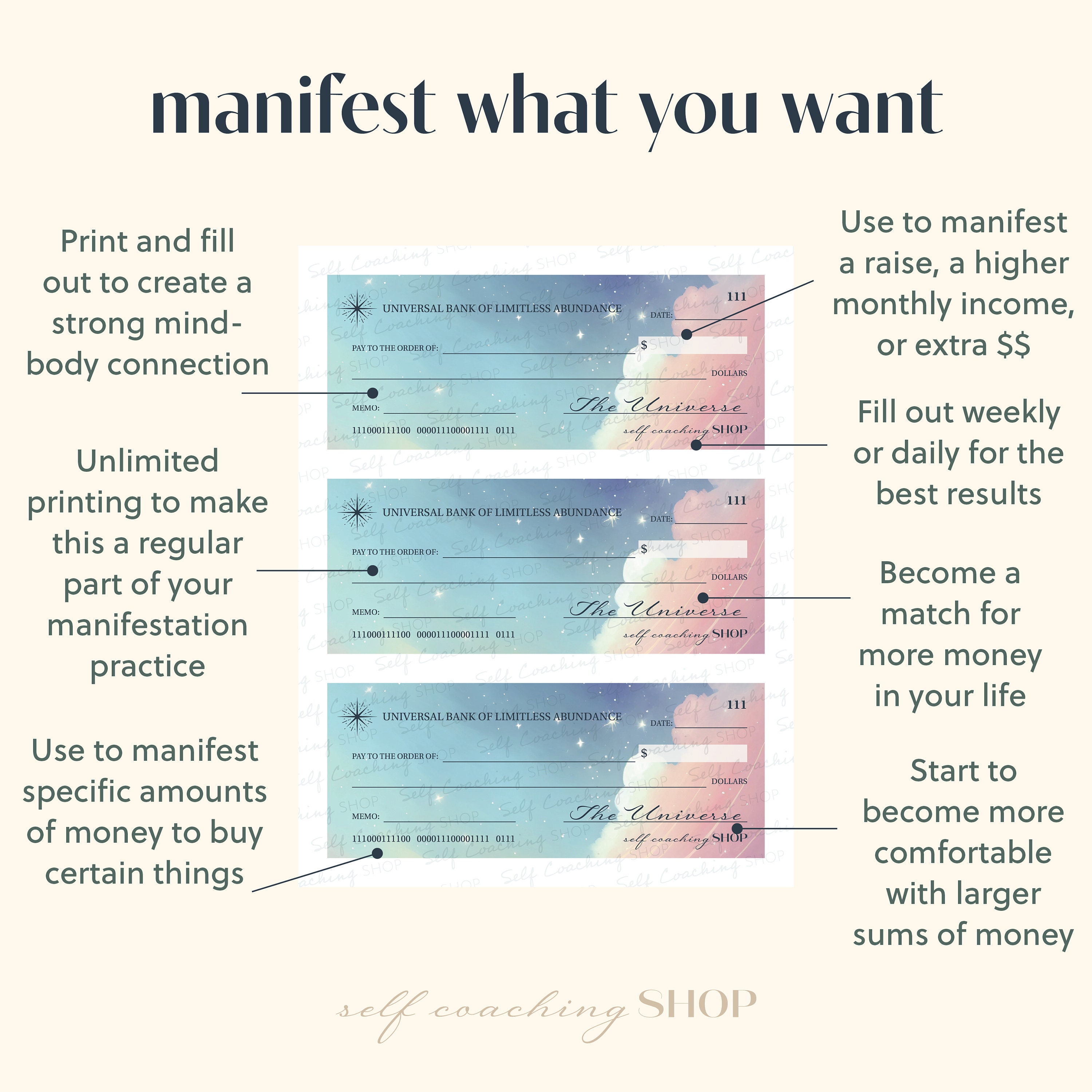 Manifestation Checks Manifesting Guide Abundance Checks Printable ...