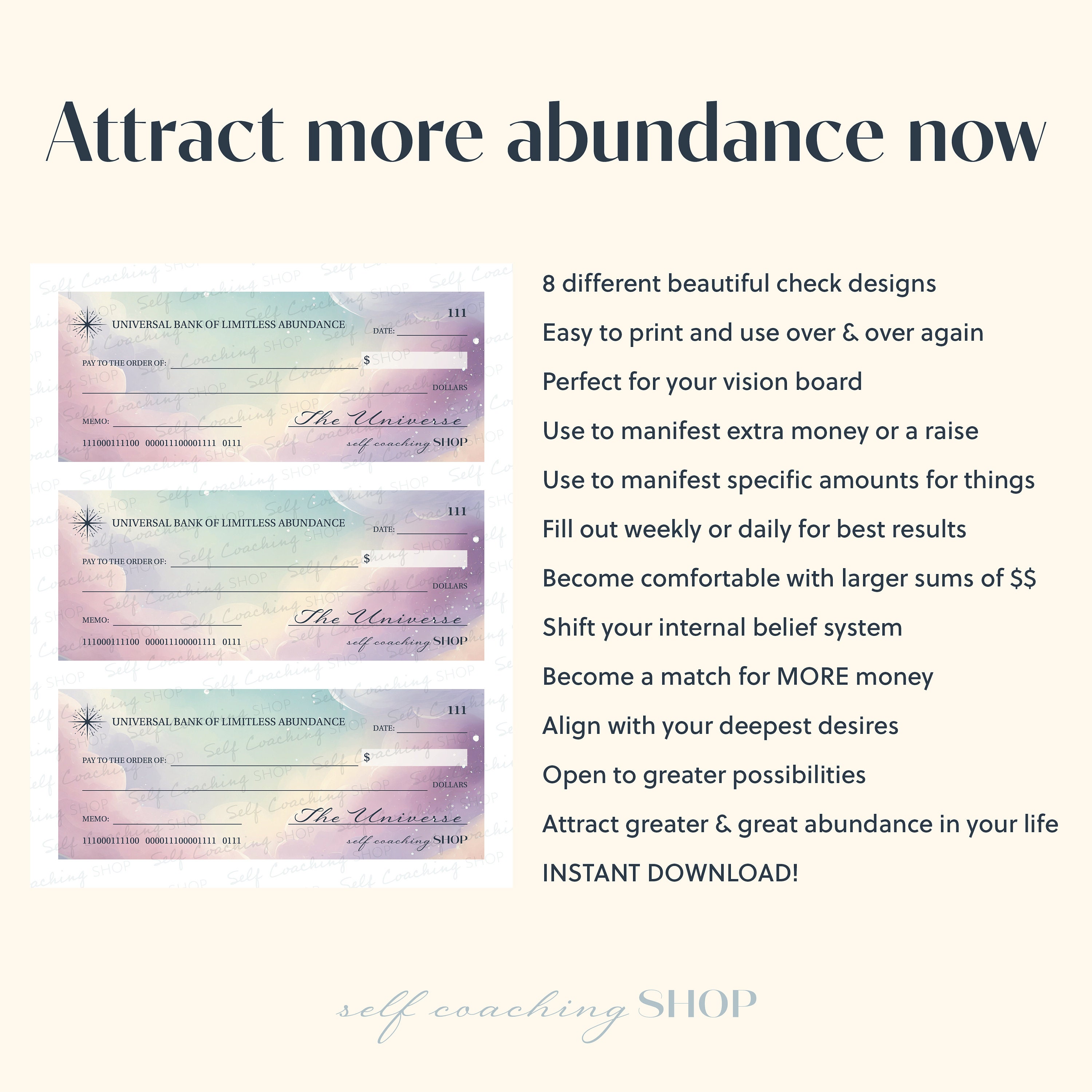 Manifestation Checks Manifesting Guide Abundance Checks Printable ...
