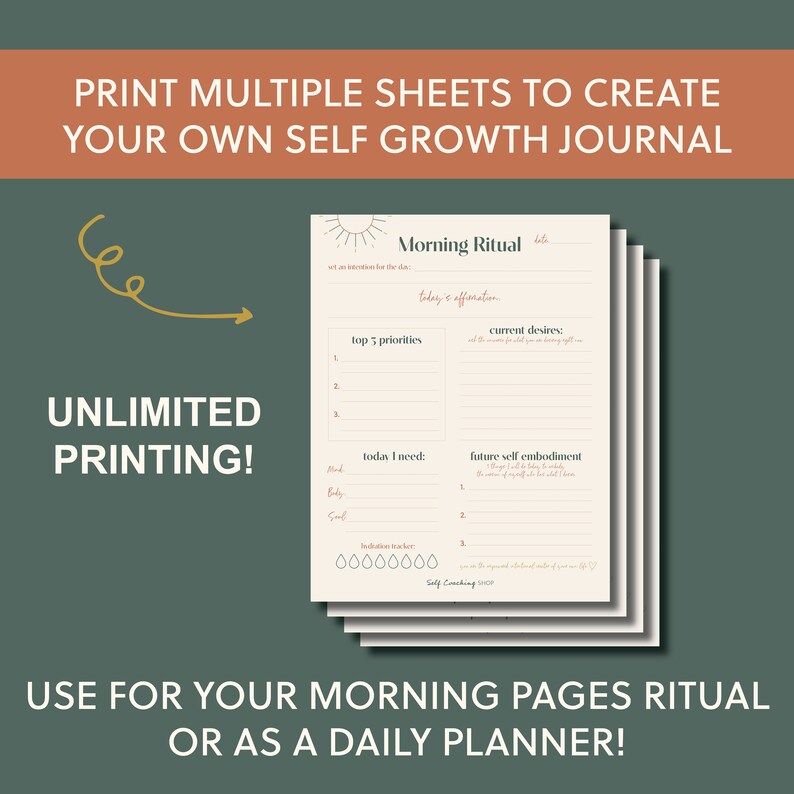 Daily Self Growth Journal Pages Bundle Miracle Morning and Evening ...