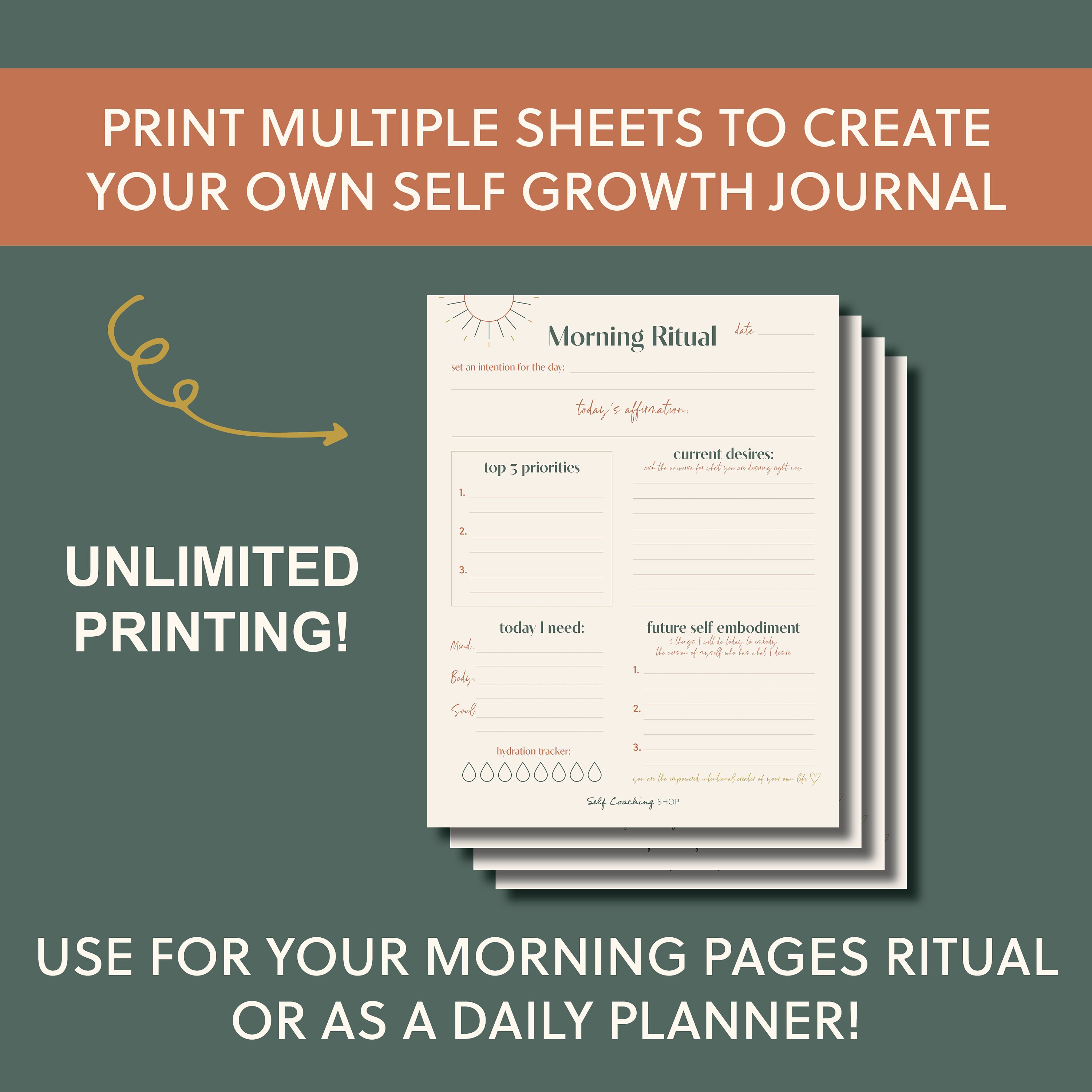 Daily Self Growth Journal Pages Bundle Miracle Morning and Evening ...