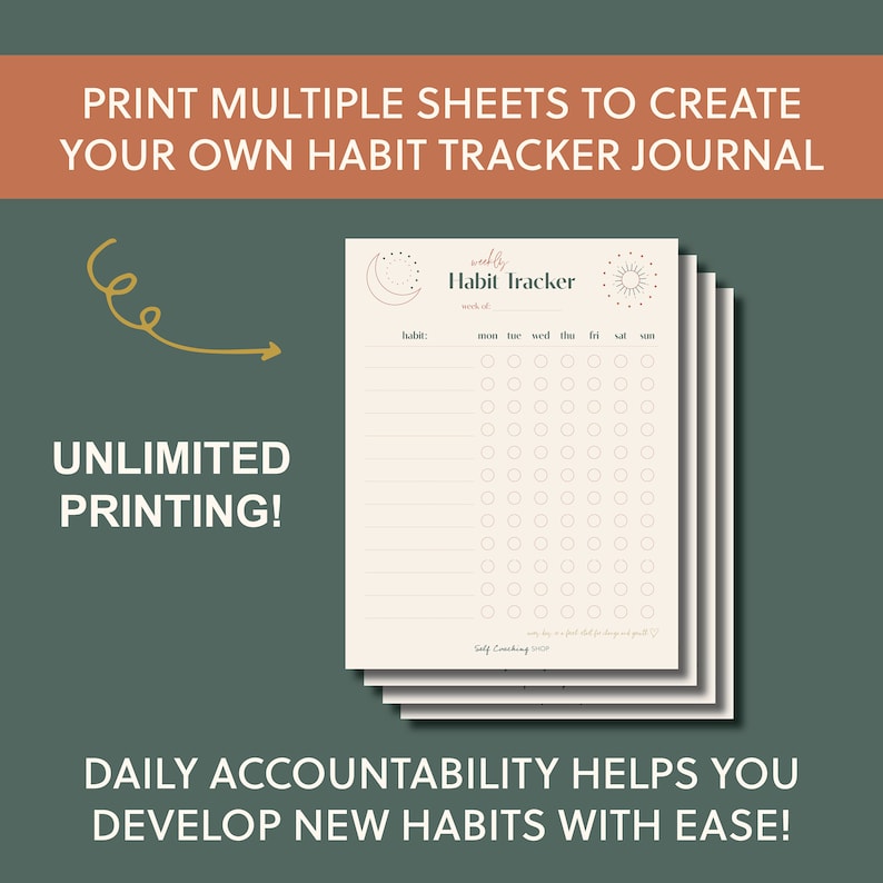 Weekly Habit Tracker Printable Wellness Tracker Downloadable Daily ...
