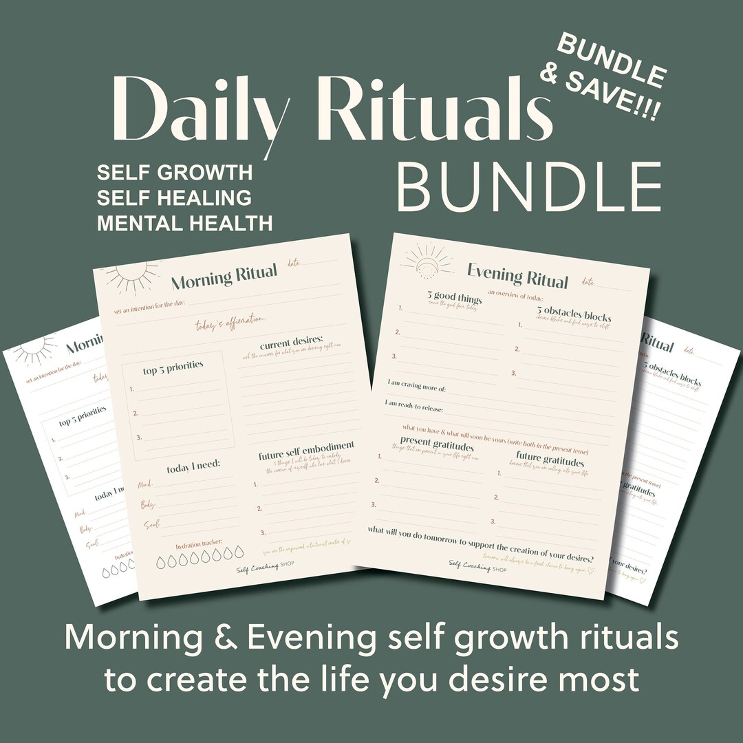 Daily Self Growth Journal Pages Bundle Miracle Morning and Evening ...