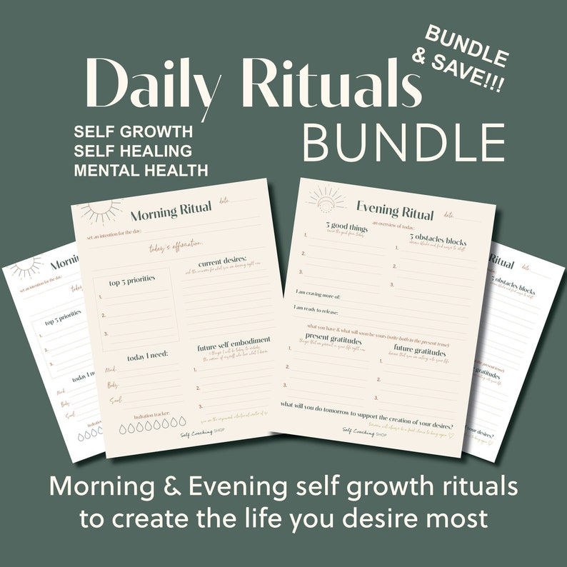 Daily Self Growth Journal Pages Bundle Miracle Morning and Evening ...