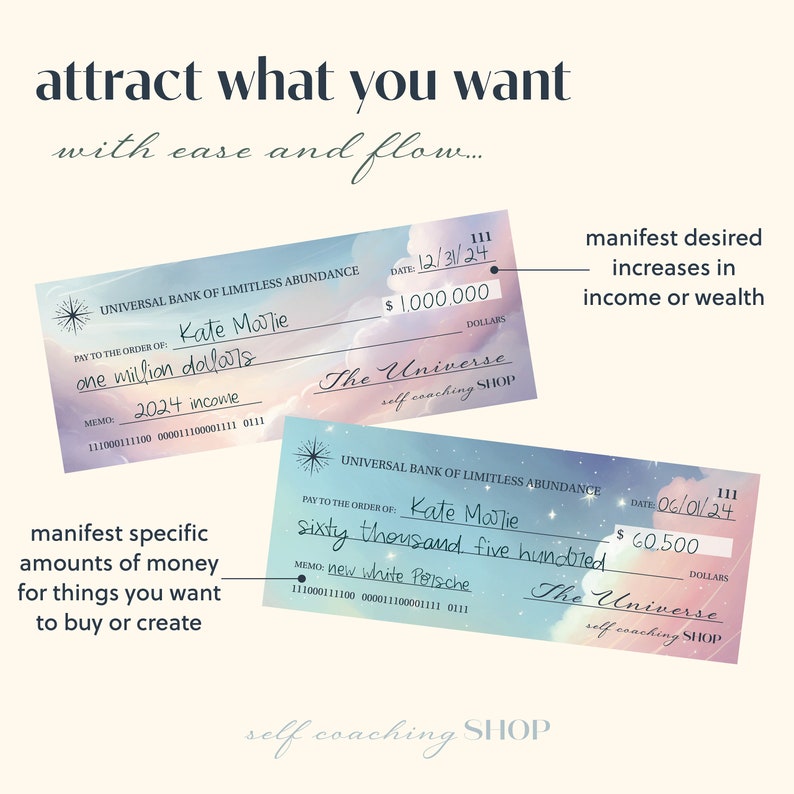 Manifestation Checks Manifesting Guide Abundance Checks Printable ...
