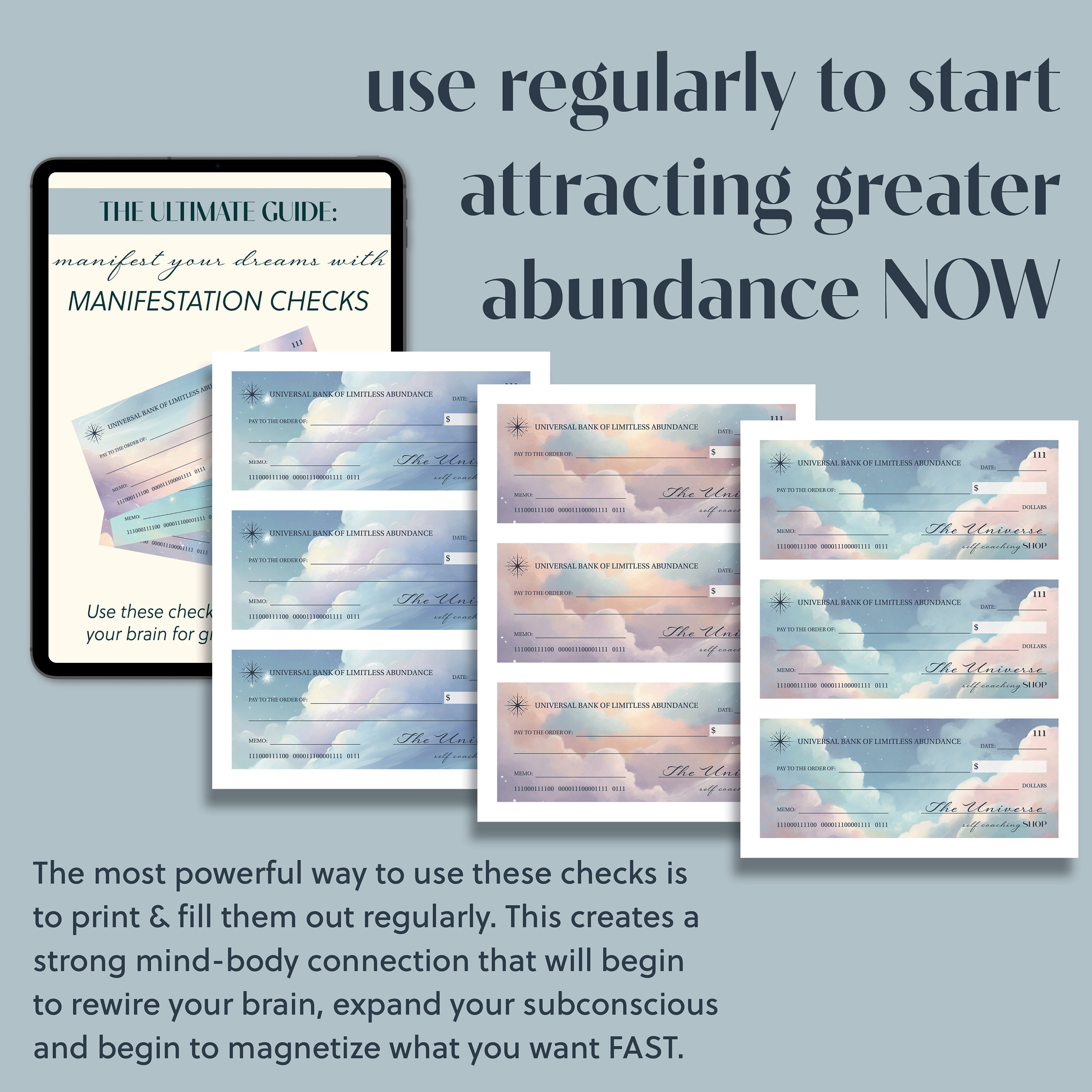 Manifestation Checks Manifesting Guide Abundance Checks Printable ...
