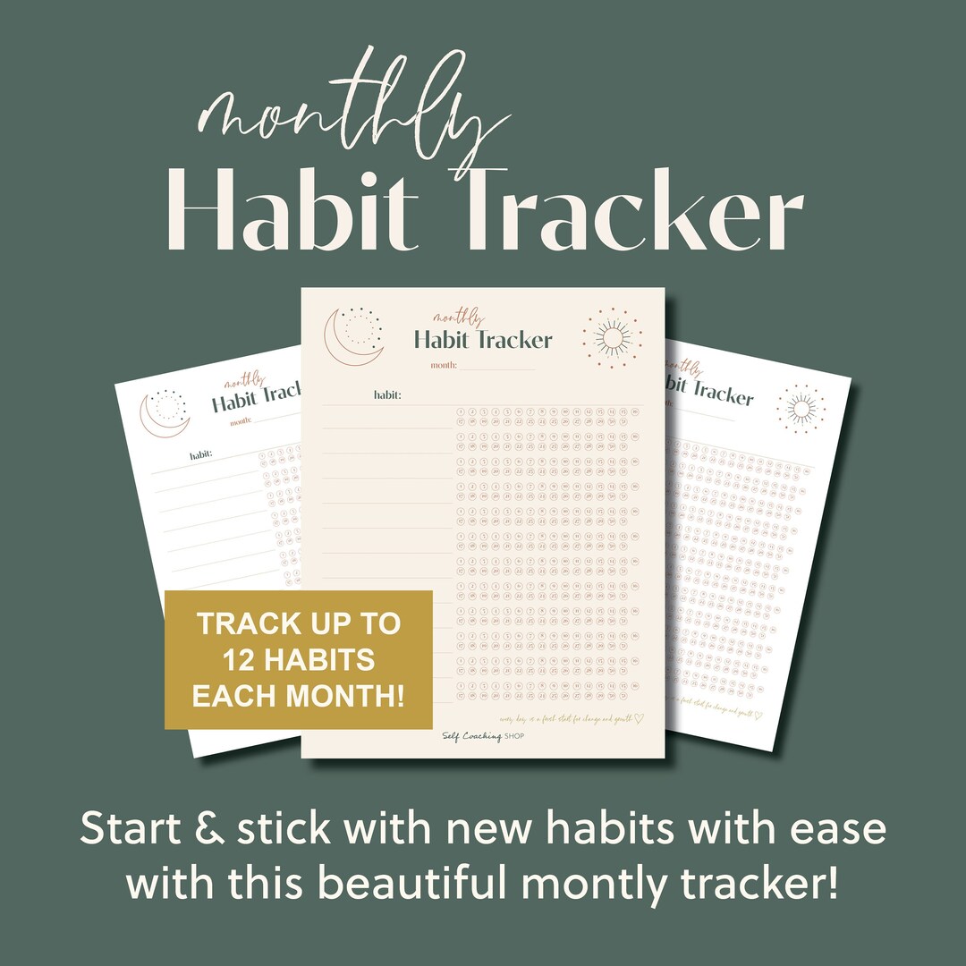 Monthly Habit Tracker Printable Habit Tracking Journal Pages ...