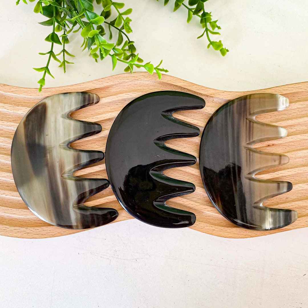 Natural Buffalo Thick Teeth Horn Comb, Anti-static Full Handmade Pocket ...