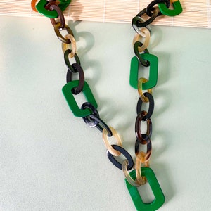 Horn Lacquer Chain Necklace With Graduated Links Buffalo Horn Jewelry ...