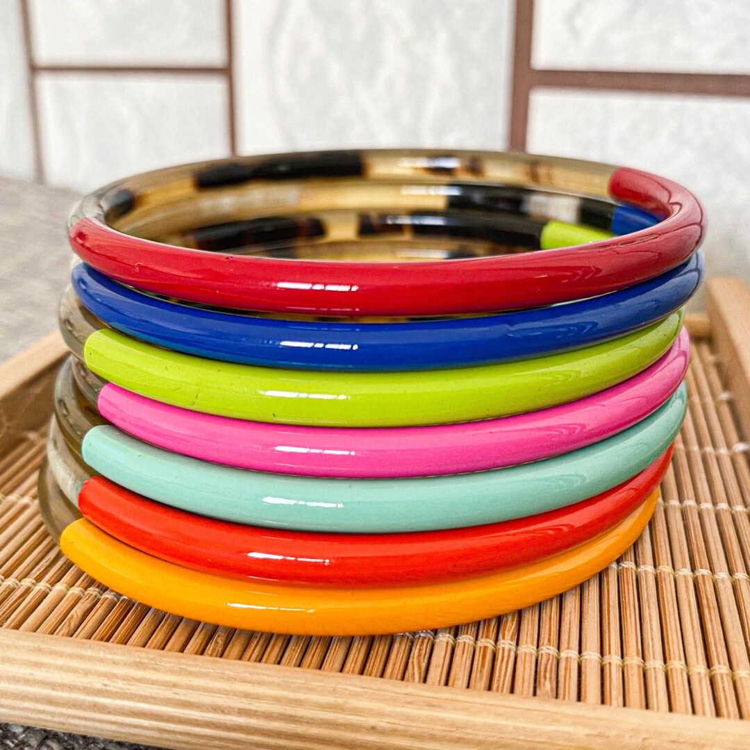 7pcs/set Lacquered Bangle Natural Buffalo Horn Bangle Horn - Etsy