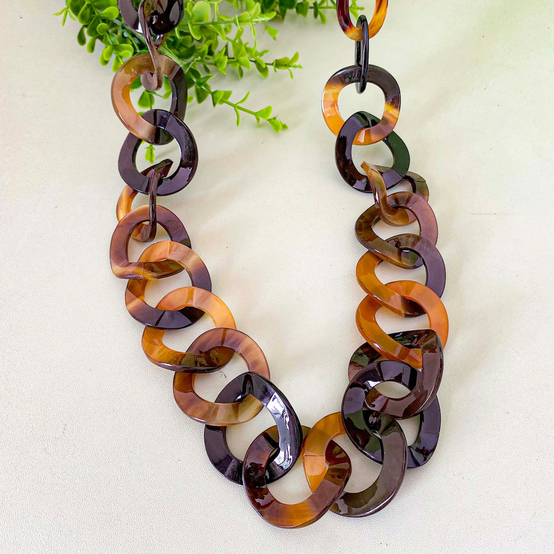 Horn Chain Necklace With Graduated Links Buffalo Horn Jewelry, Chunky ...