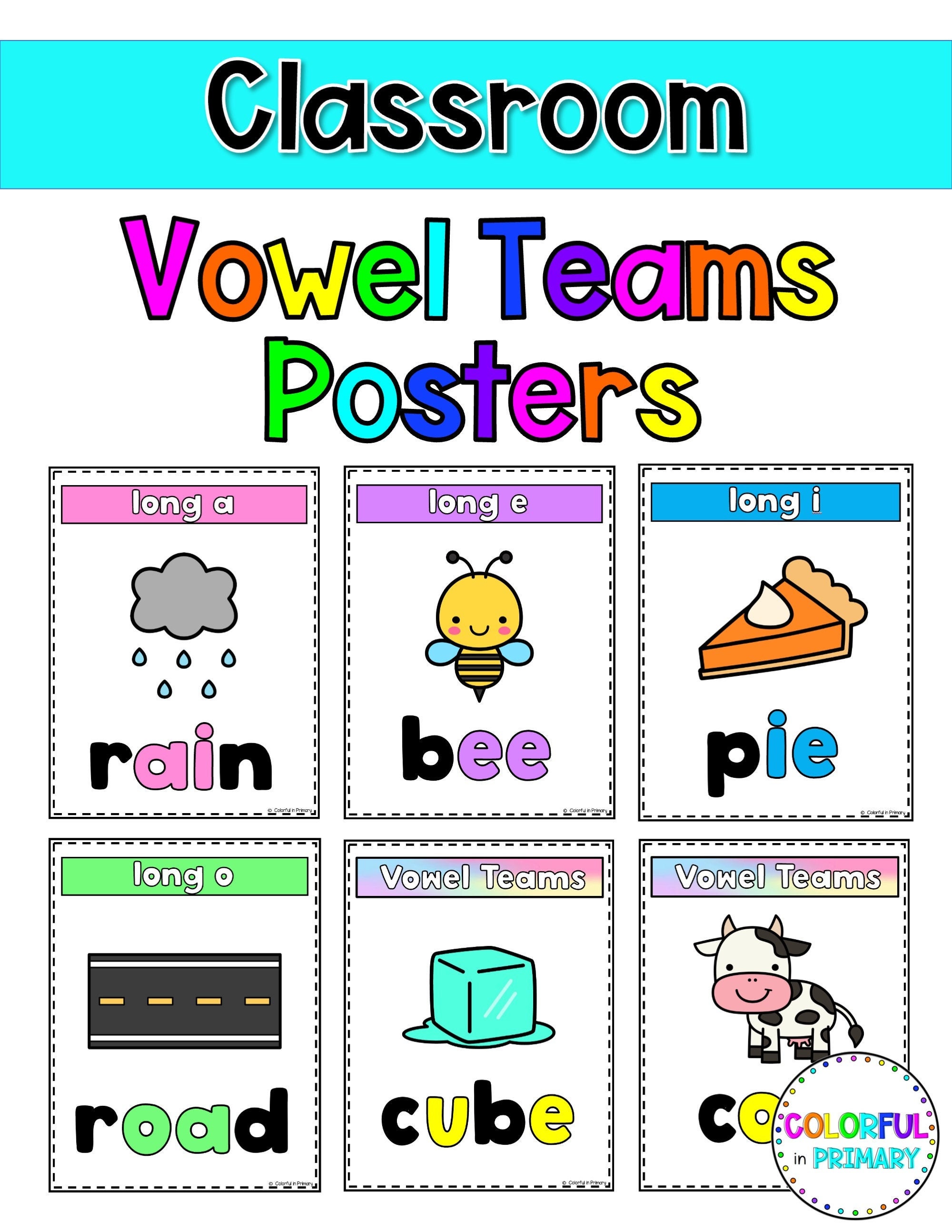 Vowel Team Posters / Flash Cards - Etsy