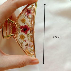 Plum Blossom, Snowdrop & Daisy Resin Hair Claw, Halfmoon Metal Hair Claw, Handmade Women Hair ...