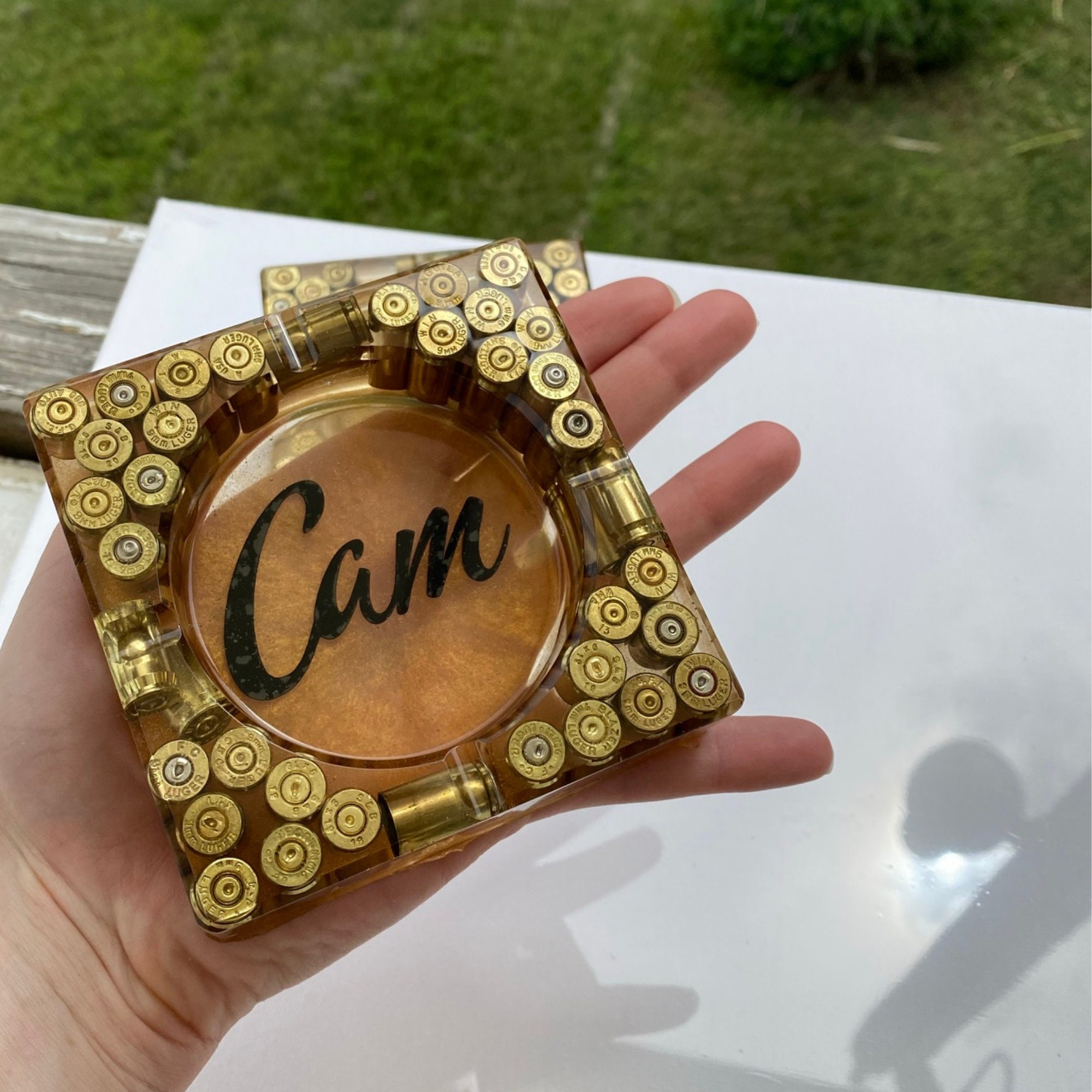 Gold Ashtray 9mm Brass Resin Ashtray Custom Resin Ashtray - Etsy