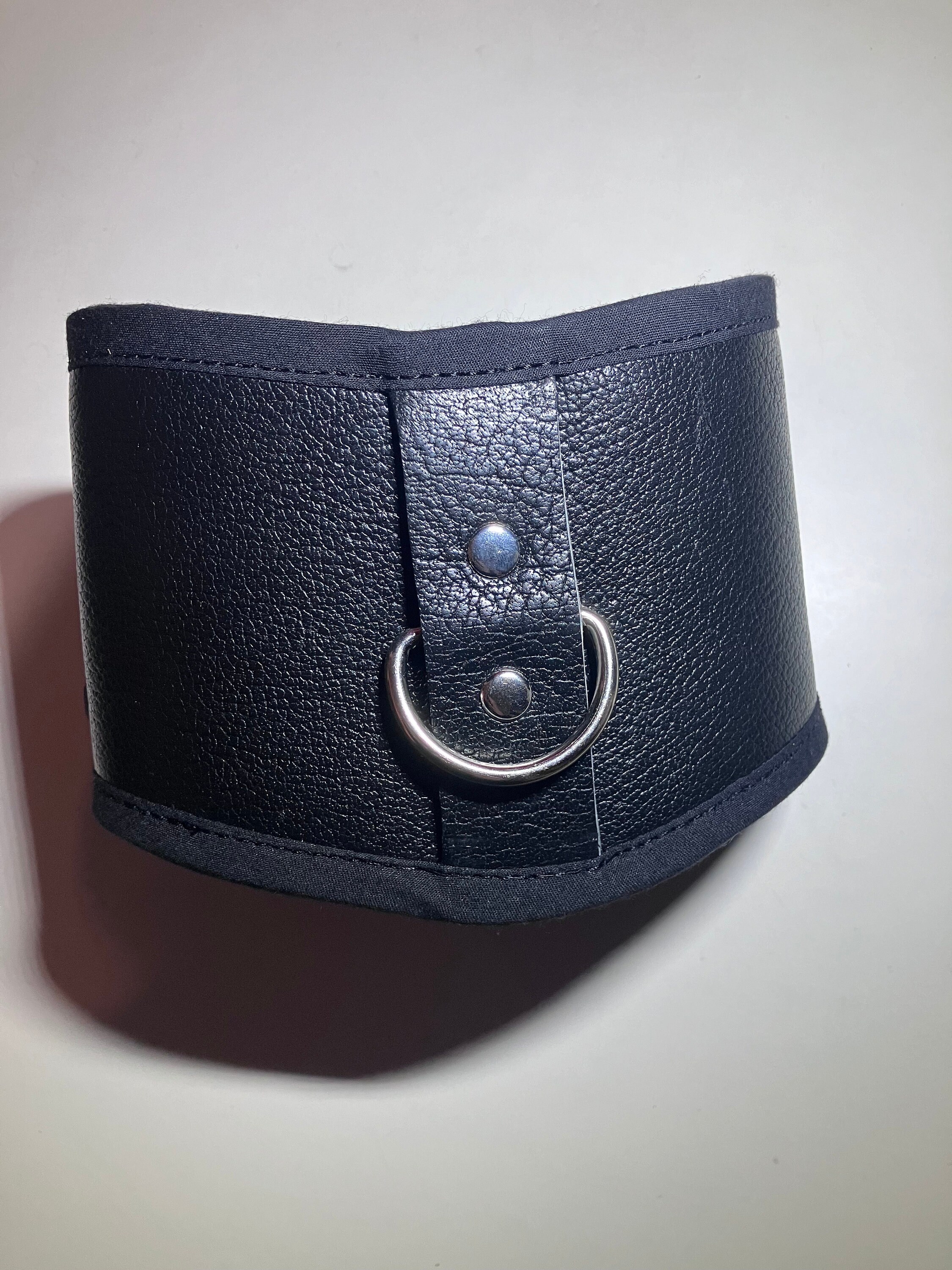 Black Leather Posture Collar Lined With Black Velvet Etsy