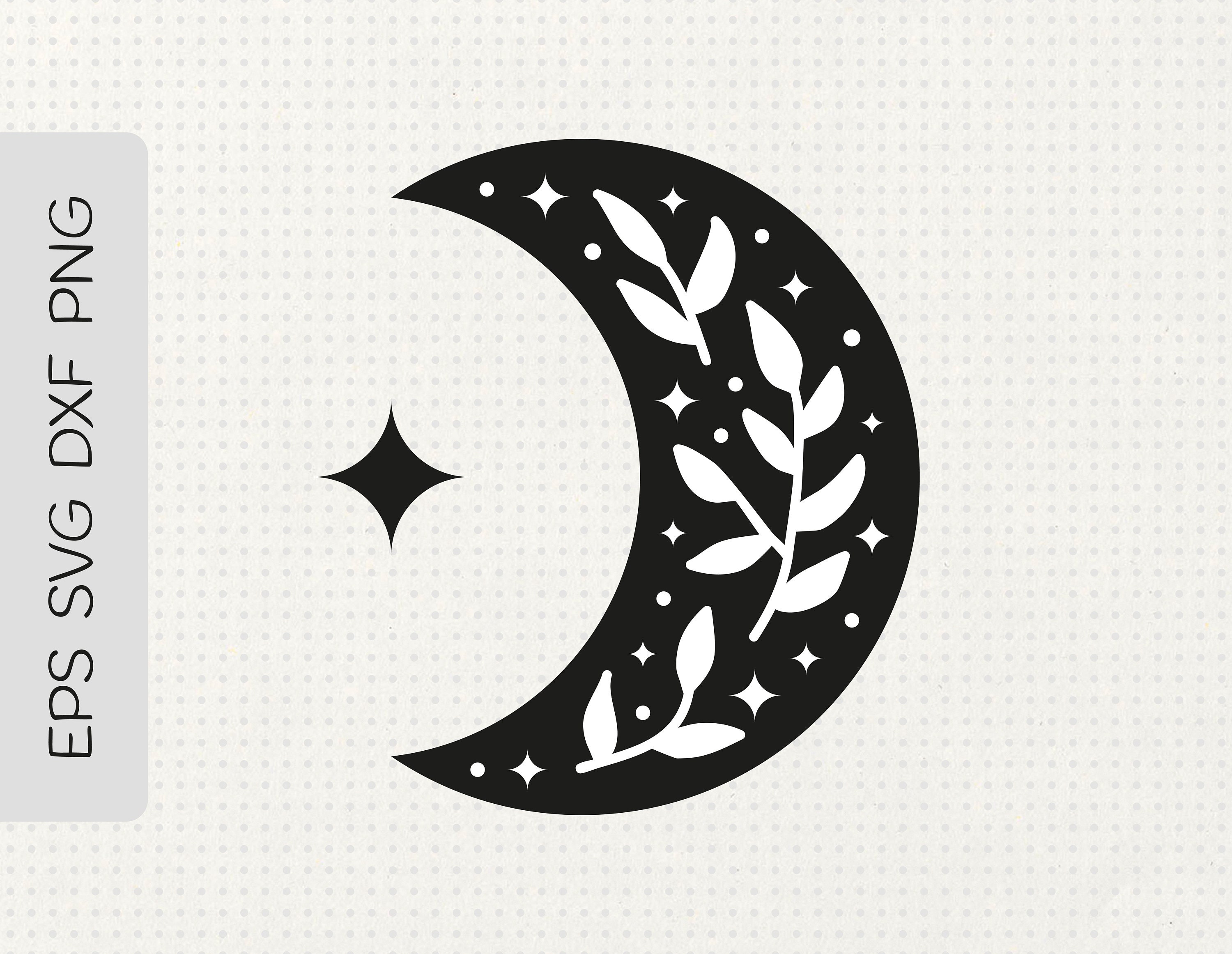 Crescent Moon svg floral svg celestial luna mond svg files | Etsy