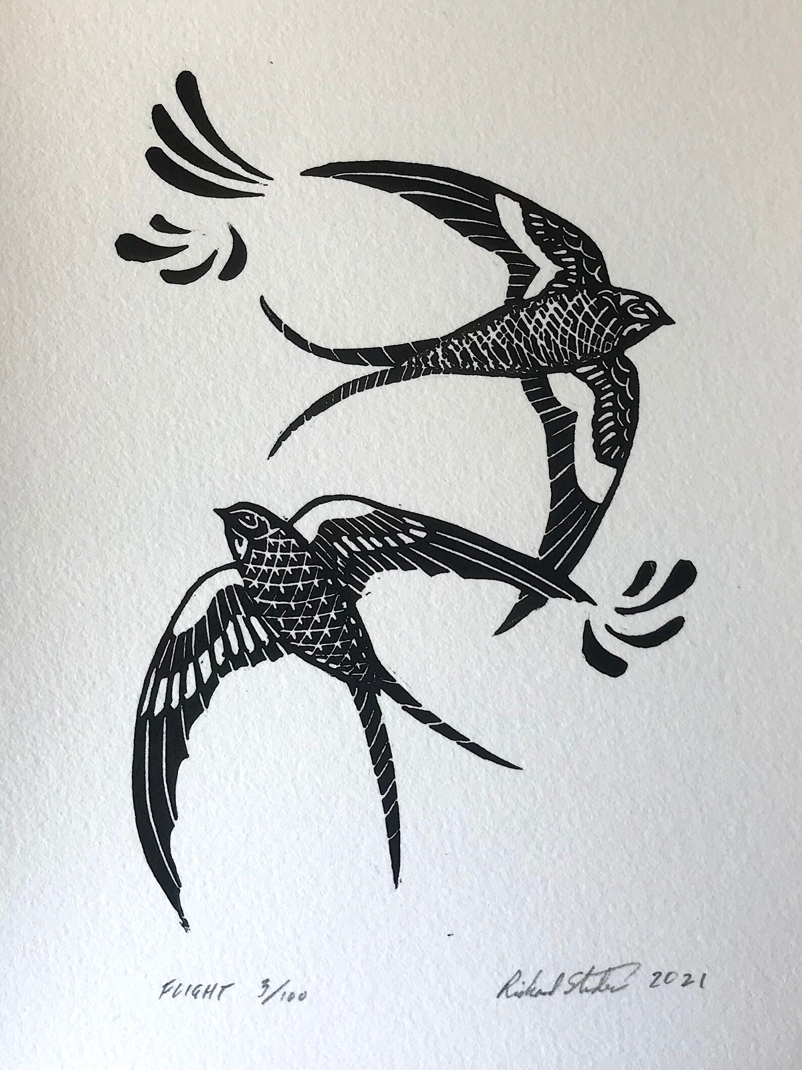 Flight Linocut Limited Edition Swift Swallows Bird Art - Etsy