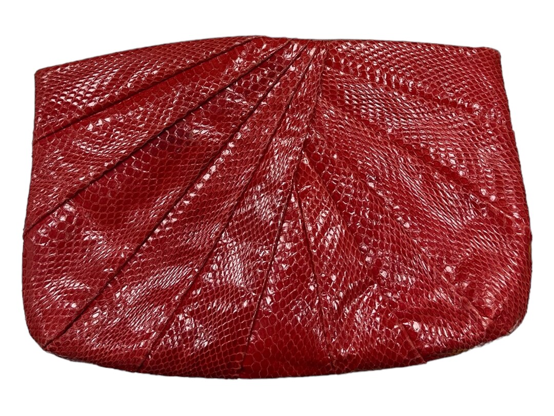 Clemente Snakeskin Red Clutch 1990s - Etsy