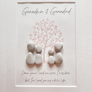 Grandparents Personalised Birthday Pebble Art Rock Frame Gift Nana ...