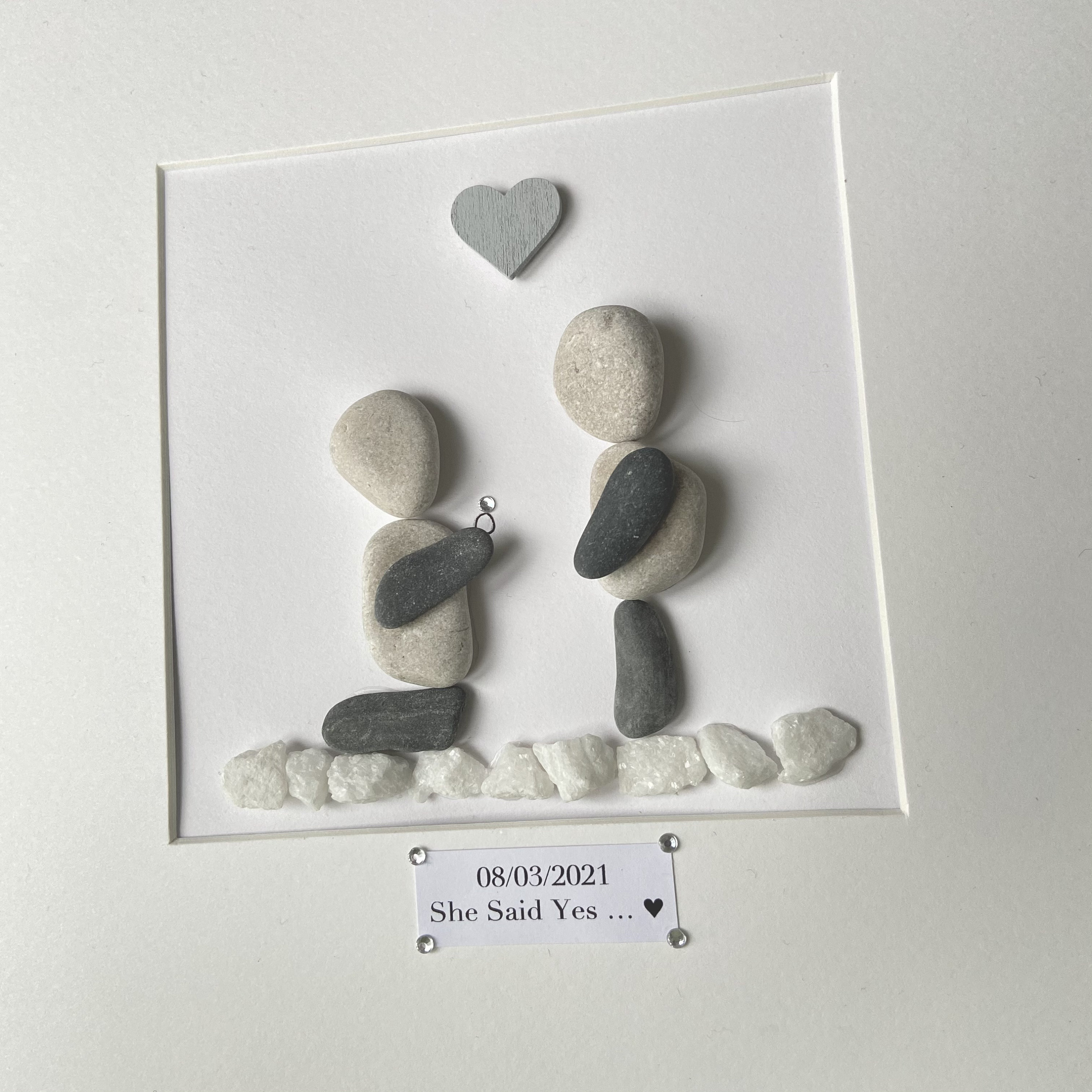 Engagement Pebble Art Personalised Frame Engagement Box Frame | Etsy UK
