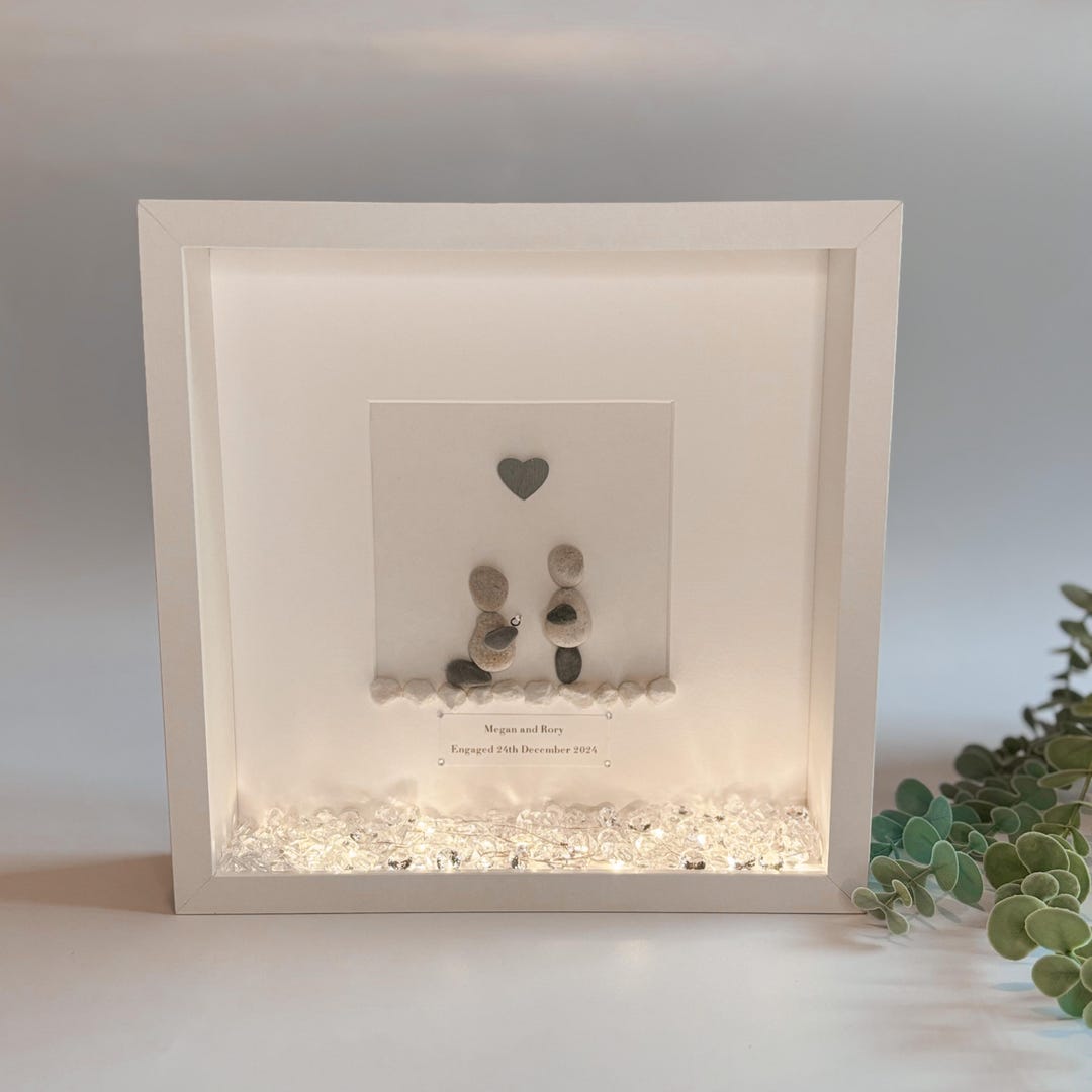 Engagement Pebble Art Personalised Frame Engagement Box Frame ...