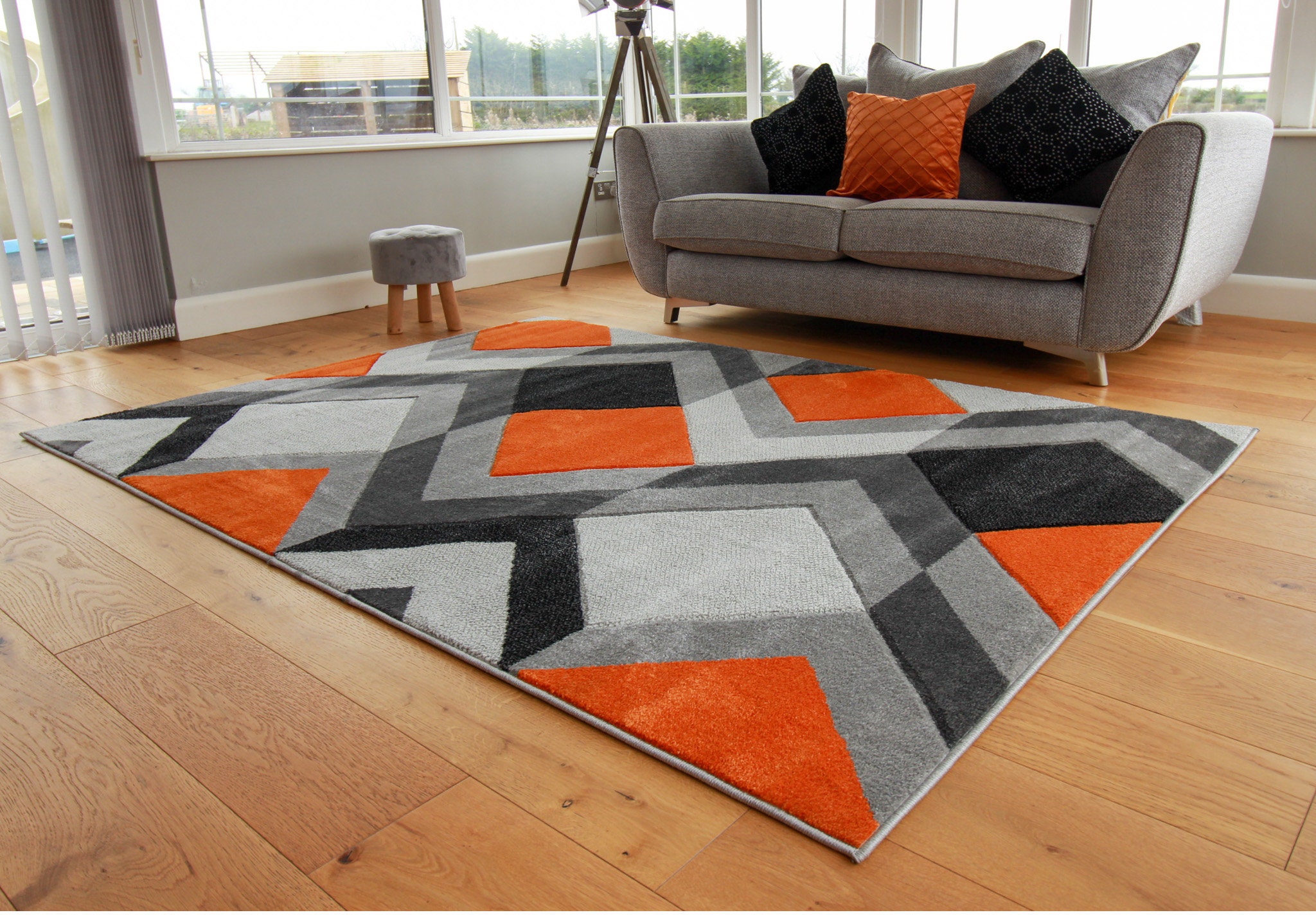 New Orange Silver Grey Rugs Small Large Mats Modern - Etsy UK