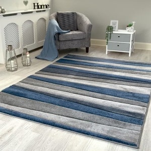 New Small Large Blue Silver Grey Design Area Rugs Mats Runners - Etsy UK