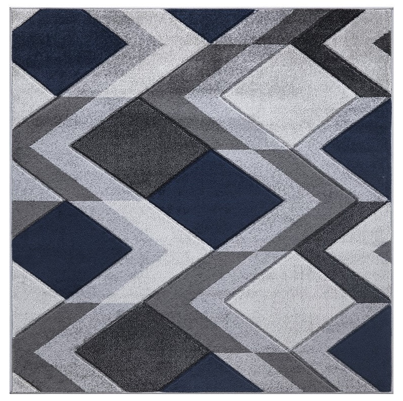 New Navy Blue Silver Grey Rugs Small Large Mats Modern | Etsy UK