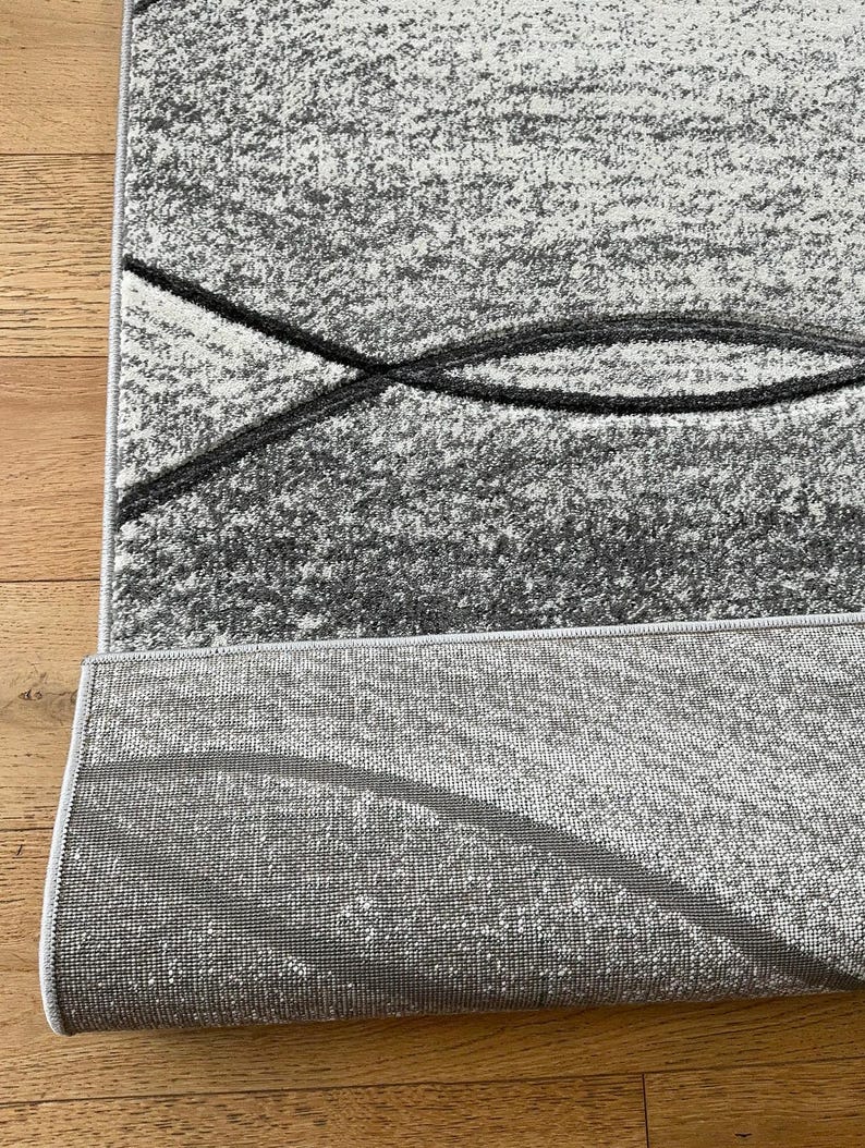 New Silver Grey Wave Rugs Small Large Mats Modern Contemporary Design ...