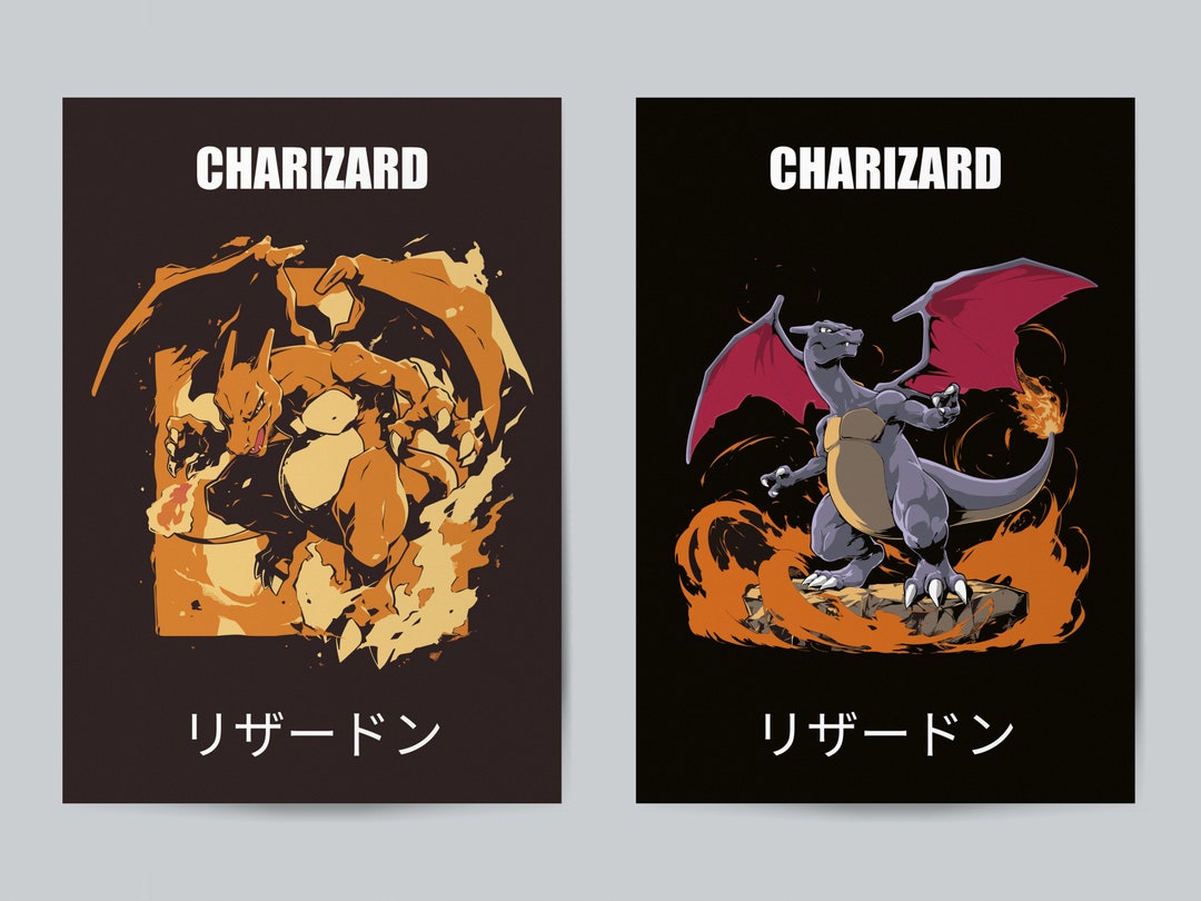 Pokémon Charizard and Shiny Charizard A4 Poster/print - Etsy