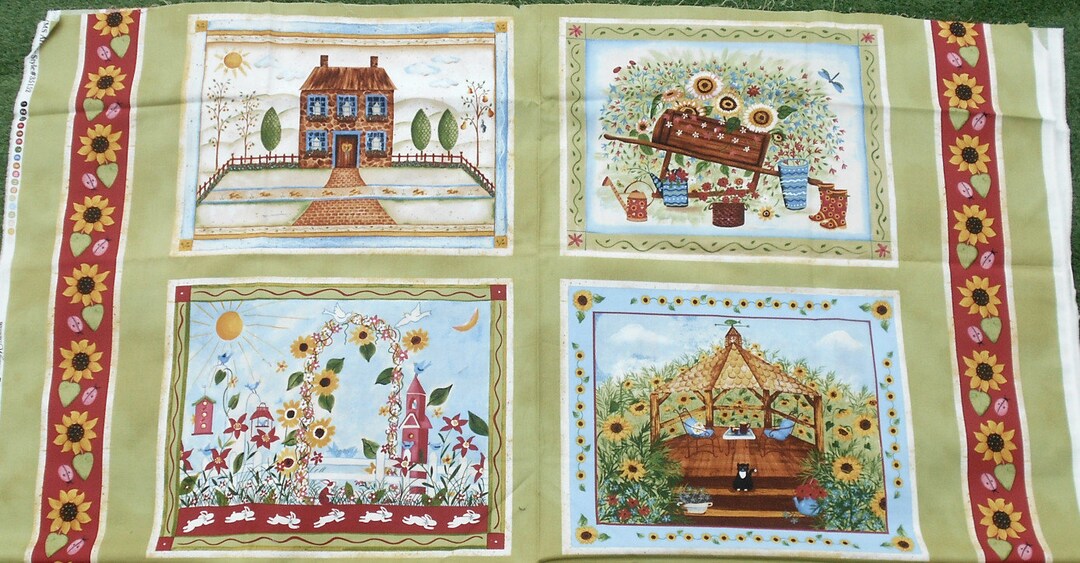 Country Scenes Placemats Panel, 100% Quilting Cotton, 4 Placemats ...