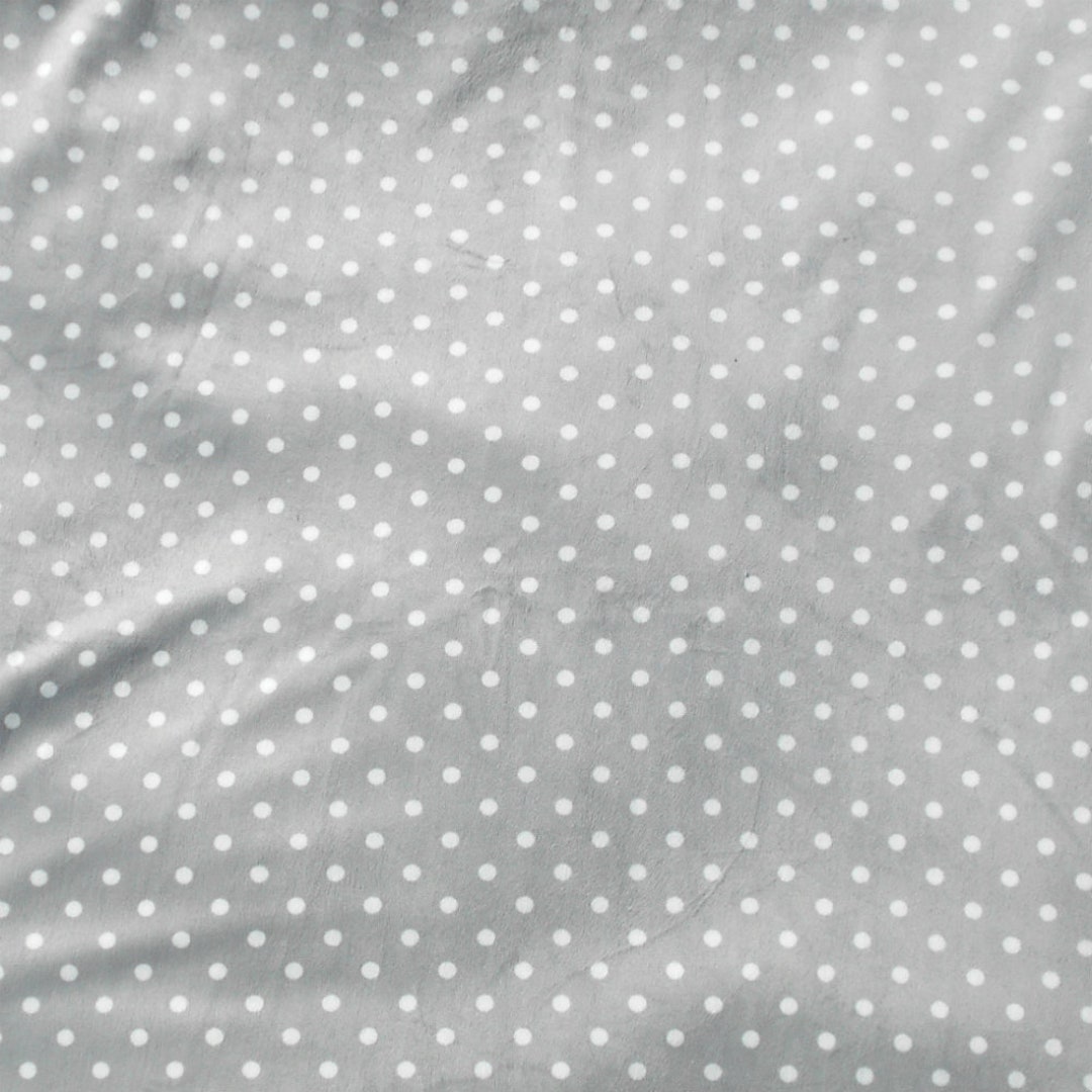 Per Metre Grey Spots Minky Fabric, Smooth Light Silver Grey Minky With ...