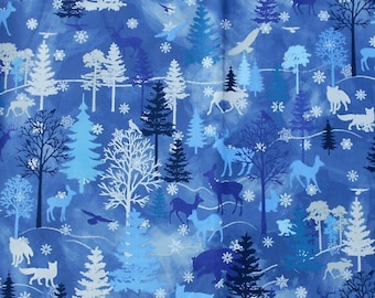 Mountain Snow Fabric Through the Trees by Pepperspatterns Blue White ...