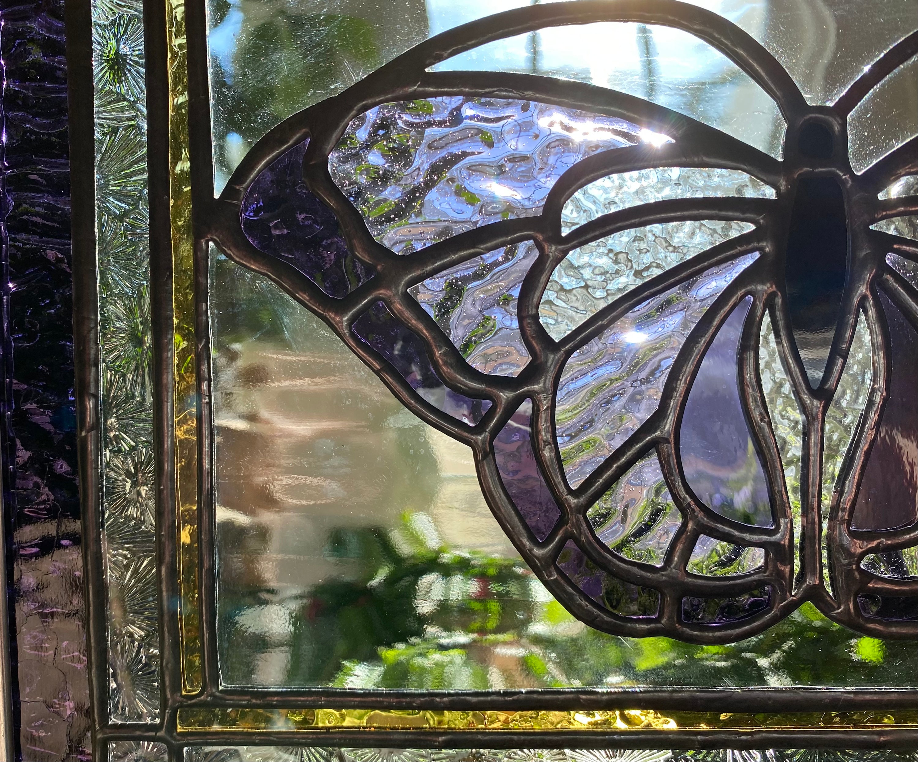 Stained Glass Purple Butterfly Window Panel - Etsy