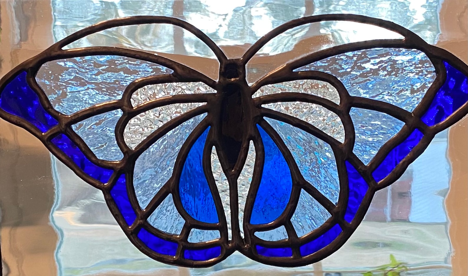 Stained Glass Blue Butterfly Window Panel - Etsy