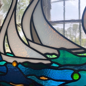 Racing Sailboats Stained Glass Window Panel - Etsy