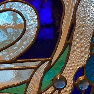 Stained Glass Panel, Handcrafted Mermaid Stained Glass Window Panel ...