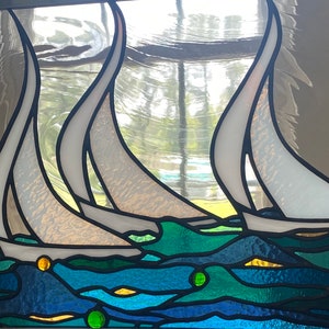 Racing Sailboats Stained Glass Window Panel - Etsy