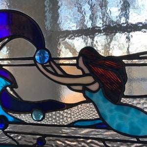 Stained Glass Panel, Handcrafted Mermaid Stained Glass Window Panel ...