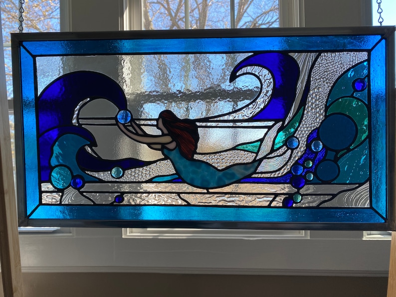 Stained Glass Panel Handcrafted Mermaid Stained Glass Window - Etsy