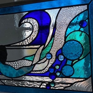 Stained Glass Panel, Handcrafted Mermaid Stained Glass Window Panel ...
