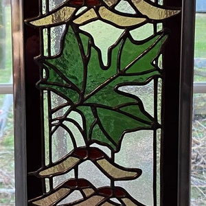 Vertical Maple Leaf Stained Glass Window Panel - Etsy