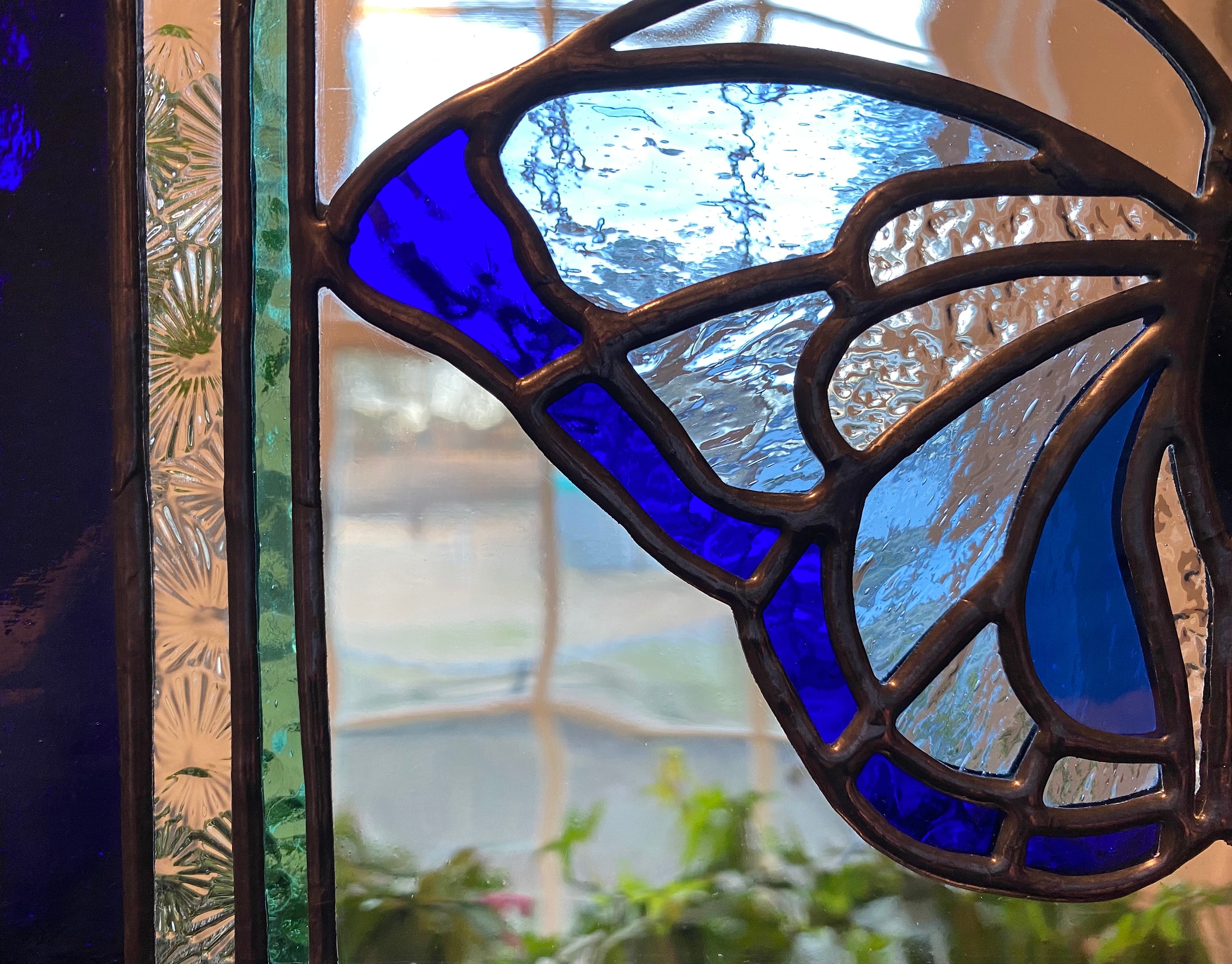 Stained Glass Blue Butterfly Window Panel - Etsy