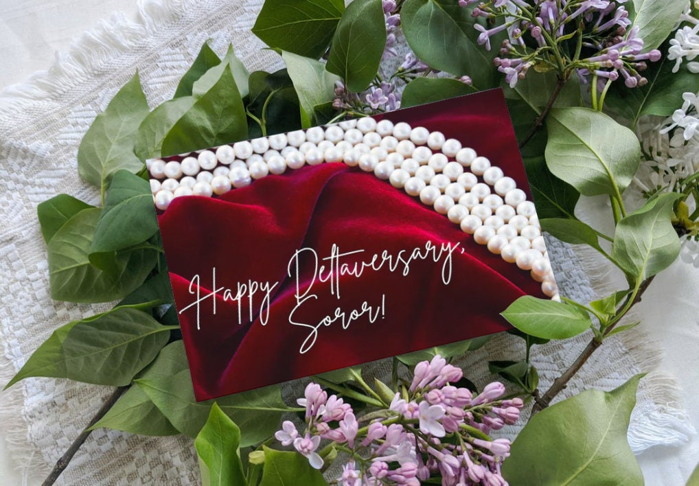 Happy Deltaversary, Soror! - Flat Blank Notecard - Red and White ...