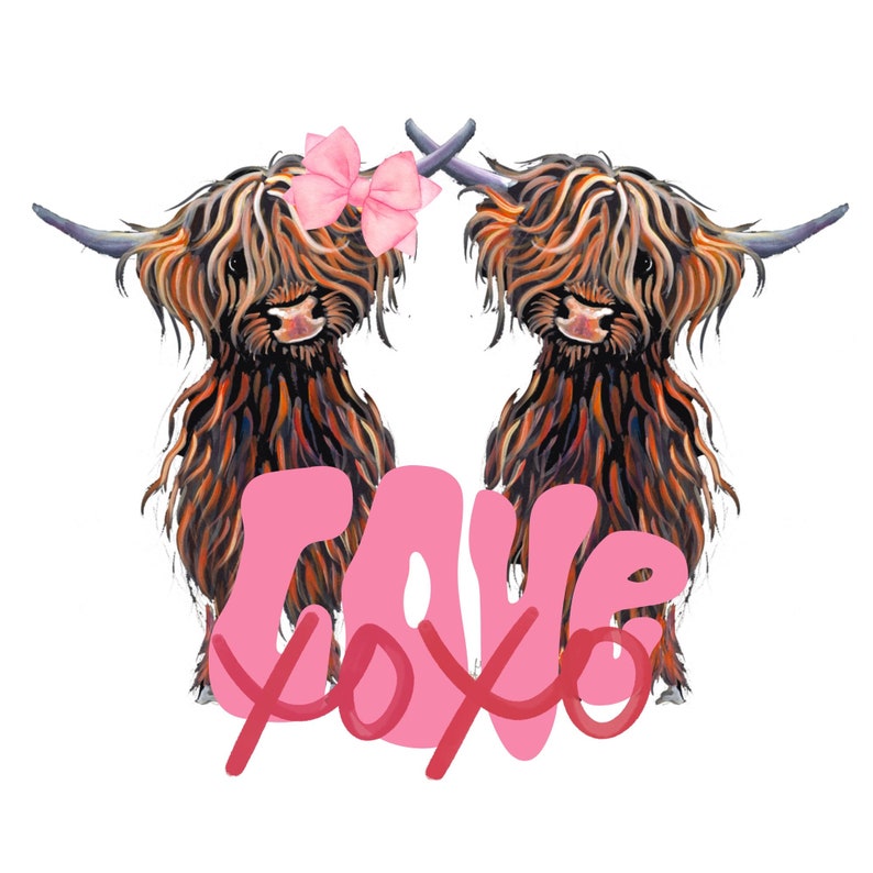 XOXO PNG, Instant Download, Highland Cow - Etsy