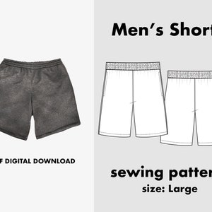 Men's Shorts PDF Pattern Size: Large - Etsy