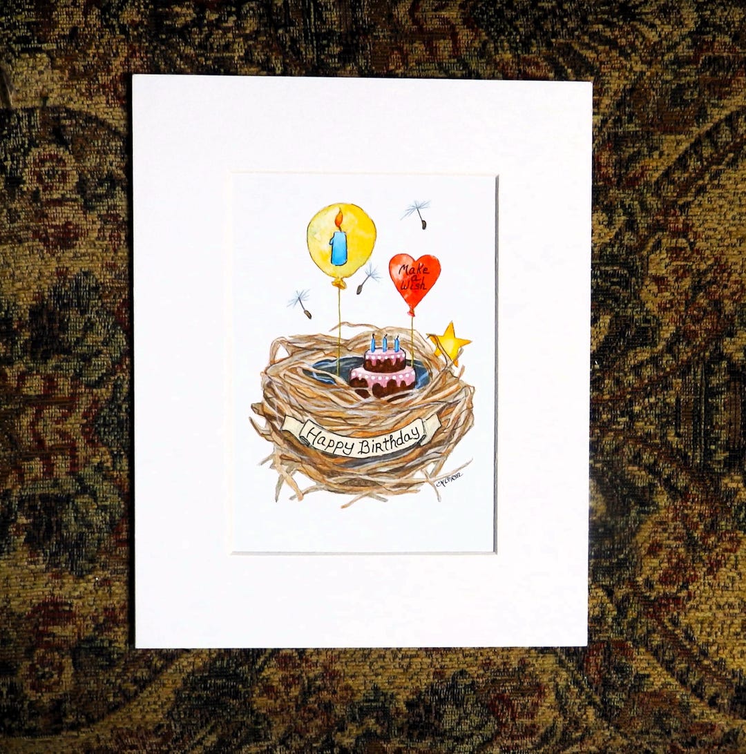 Happy Birthday Nest Painting, Original Art From My Feathered Nest ...