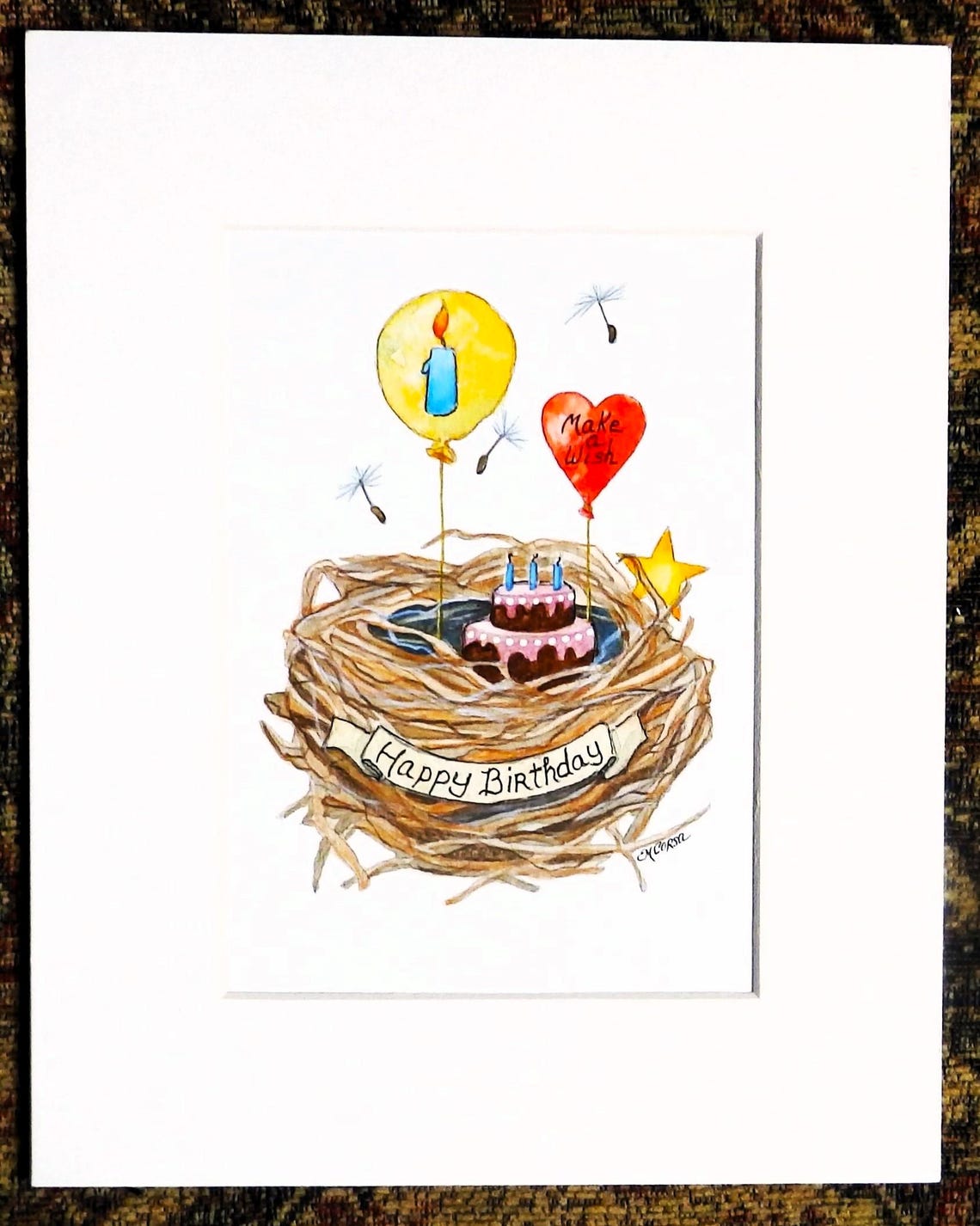 Happy Birthday Nest Painting, Original Art From My Feathered Nest ...