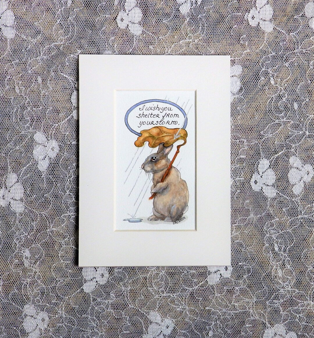 Whimsical Rabbit Painting, Rabbit With Leaf, Uplifting Gift for Anyone ...