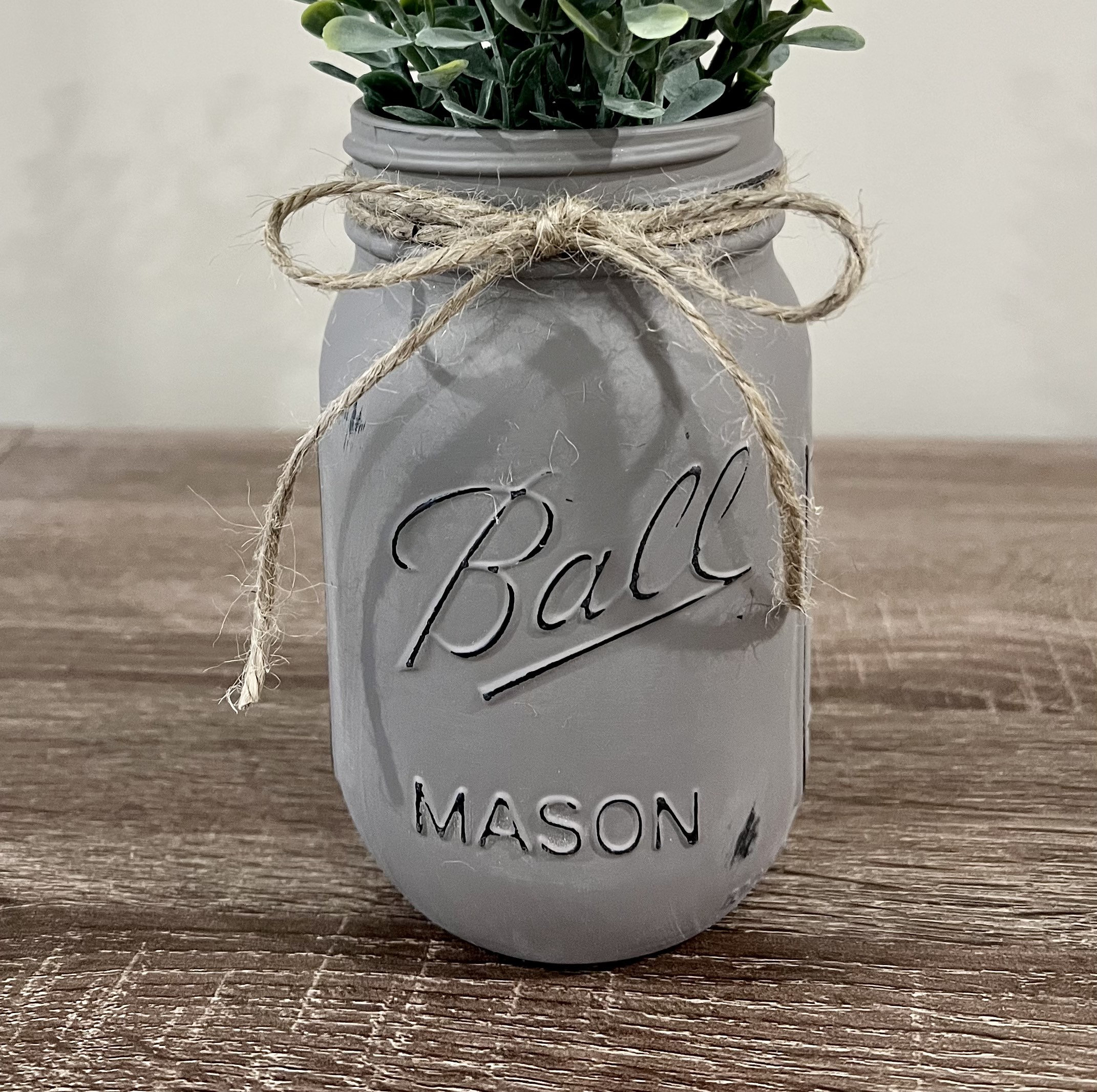 Distressed Mason Jar Vase | Faux Floral Decor - Etsy