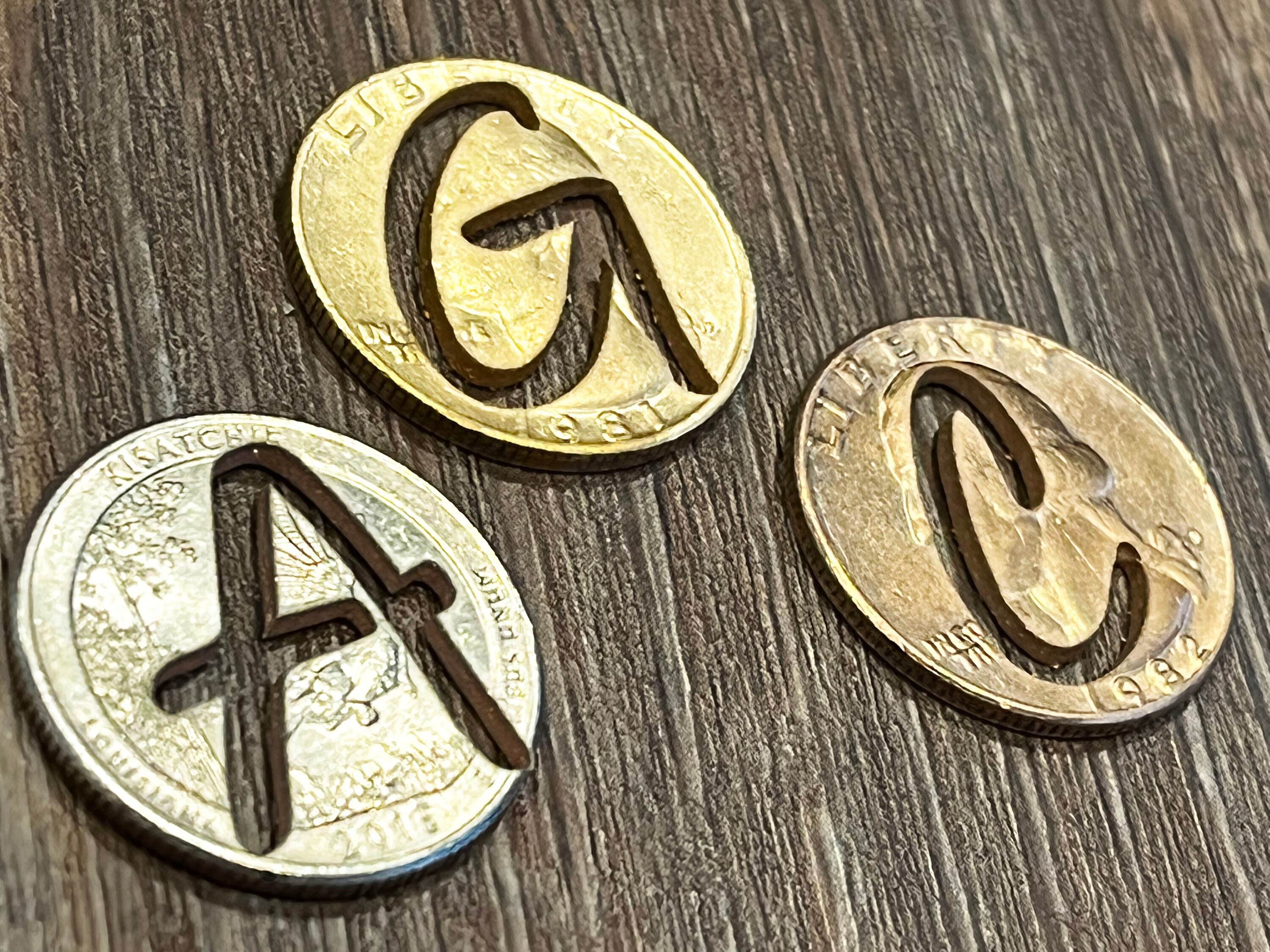 Custom Monogram Hand Cut Coin Quarter Birthday Anniversary Graduation ...